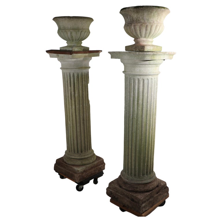 Impressive Pr. Cast Stone Columns with Jardiniere Tops For Sale at ...