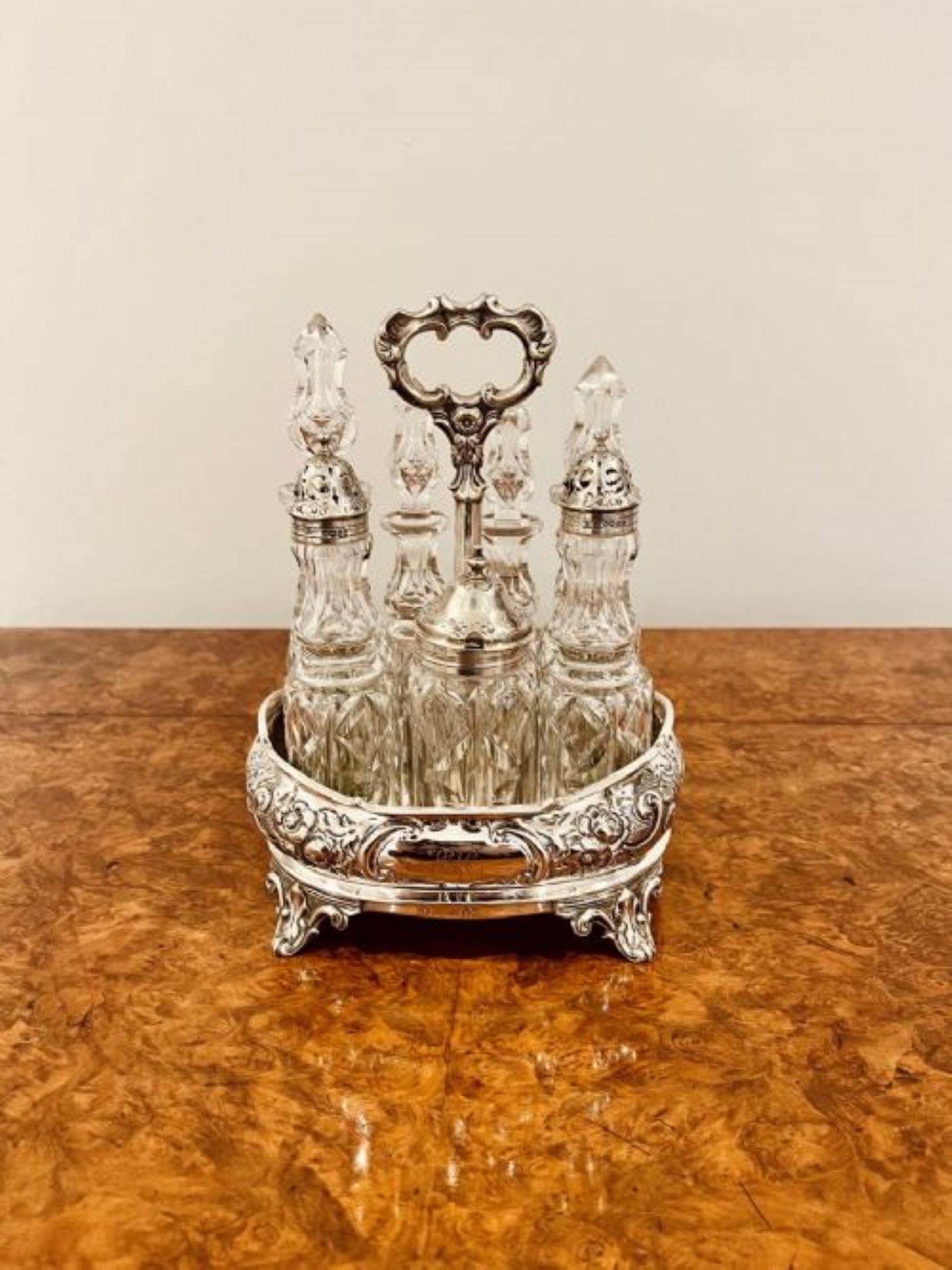 Impressive quality antique seven bottle silver cruet set For Sale at ...