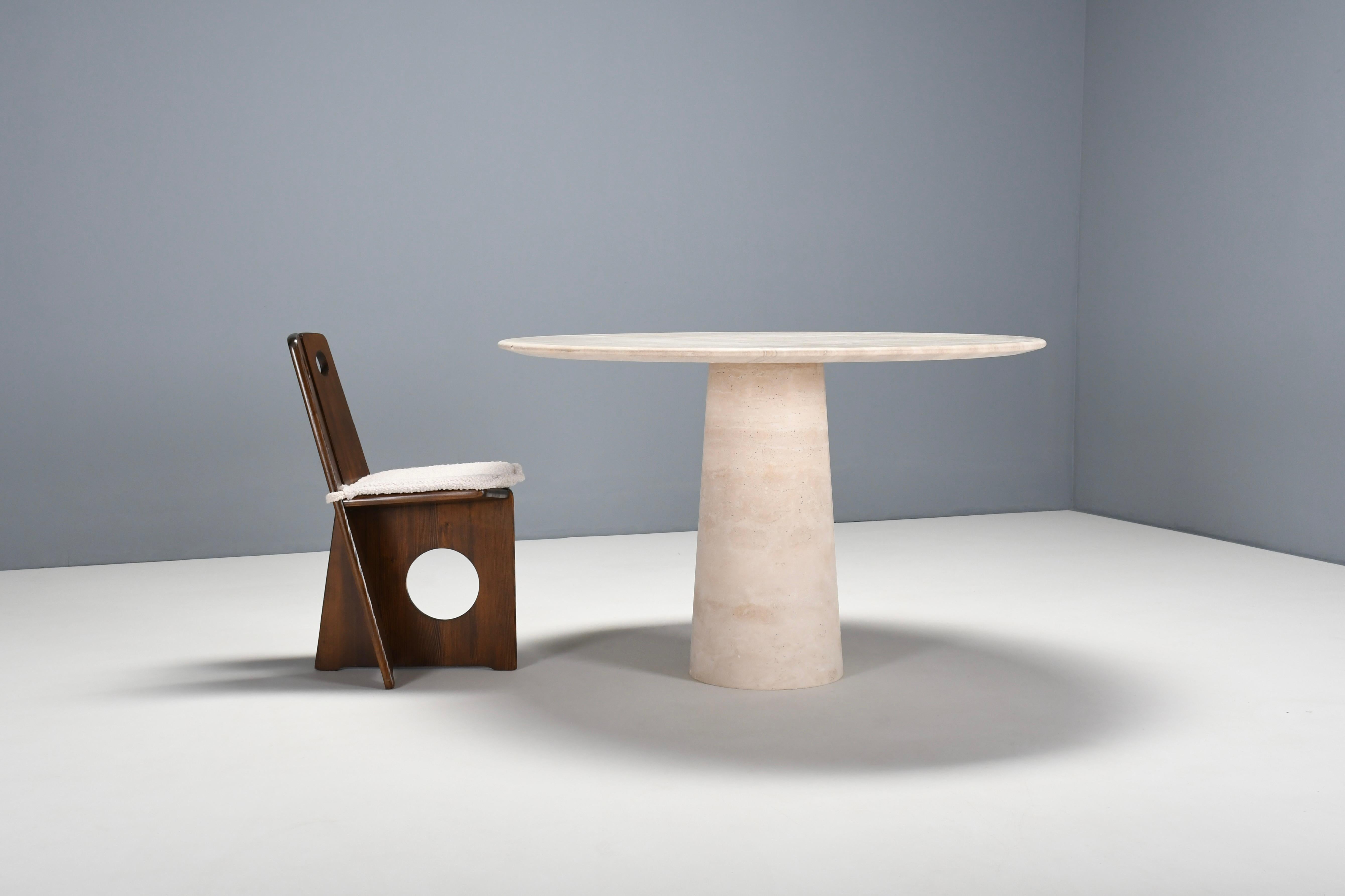 Impressive Round Travertine Dining Table, Italy, 1970s For Sale at 1stDibs