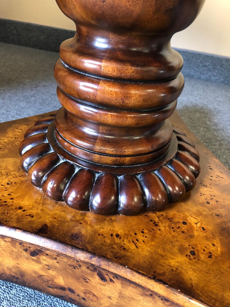 Impressive Theodore Alexander Round Burlwood Dining Table at 1stDibs