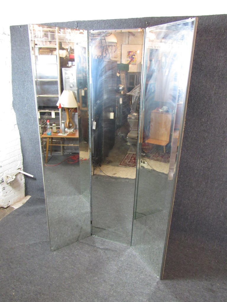 Impressive Three Panel Mirrored Room Divider For Sale at 1stDibs ...