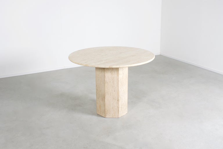 Impressive Travertine Center / Dinner Table, 1970s at 1stDibs