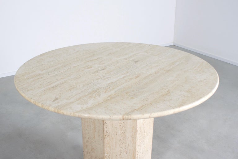 Impressive Travertine Center / Dinner Table, 1970s at 1stDibs