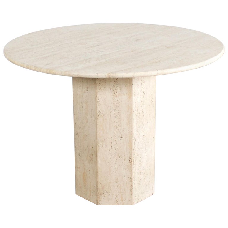 Impressive Travertine Center / Dinner Table, 1970s at 1stDibs