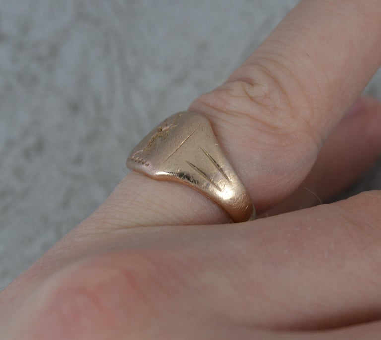 Impressive Victorian 9ct Rose Gold Stag Bust Intaglio Seal Signet Ring ...