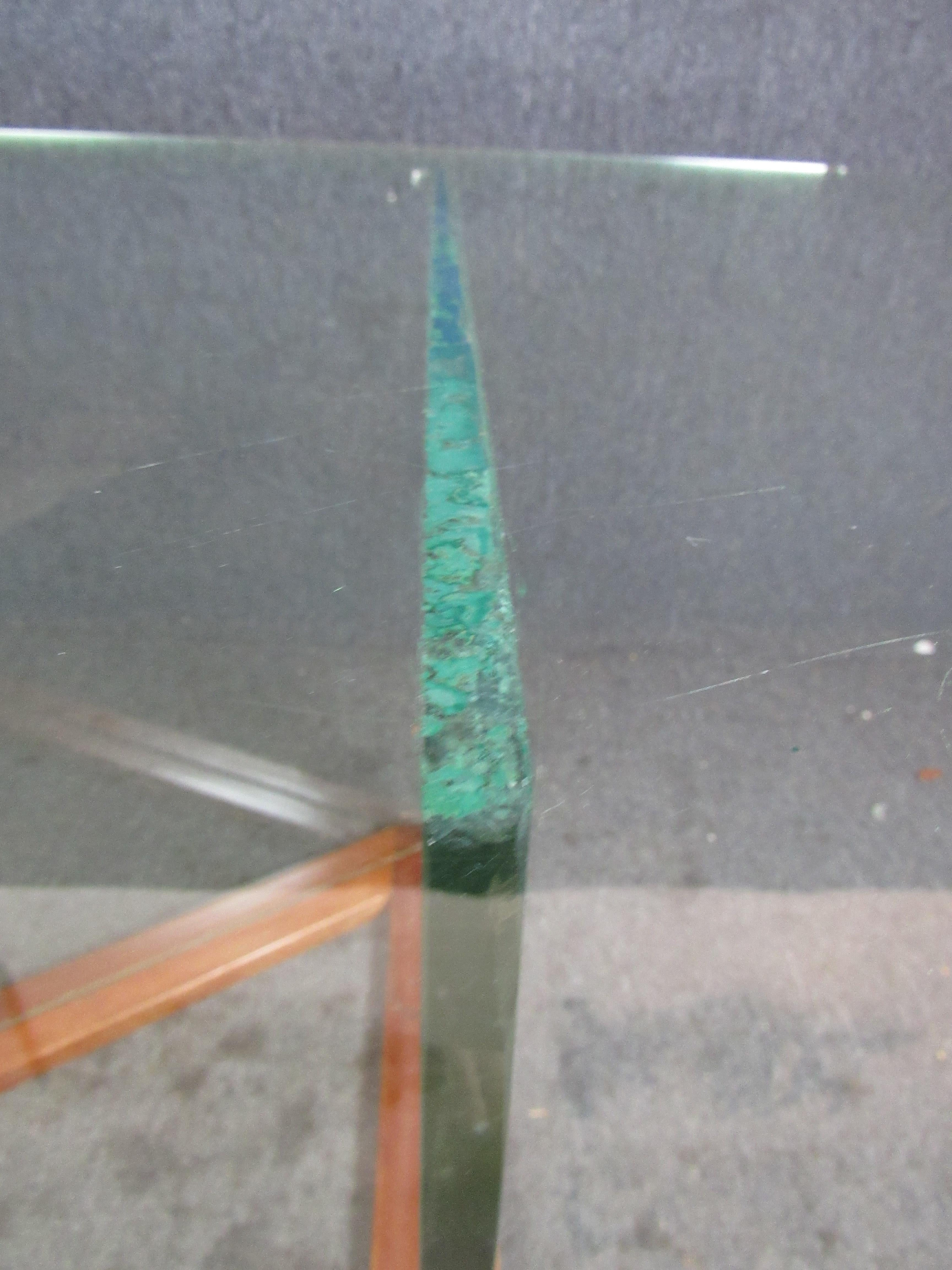 Impressive Vintage Heavy Glass Z-Base Dining Table For Sale at 1stDibs