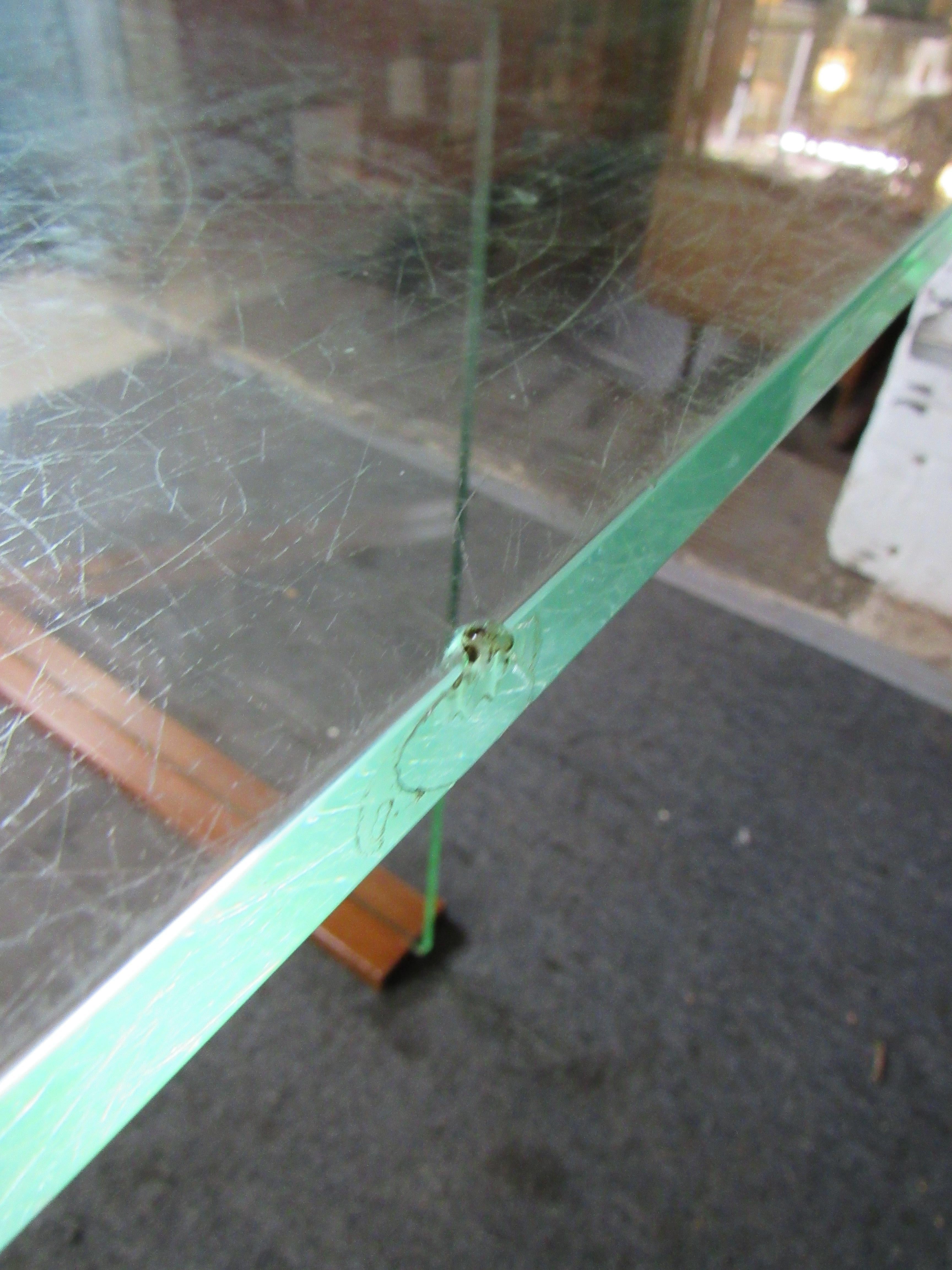 Impressive Vintage Heavy Glass Z-Base Dining Table For Sale at 1stDibs