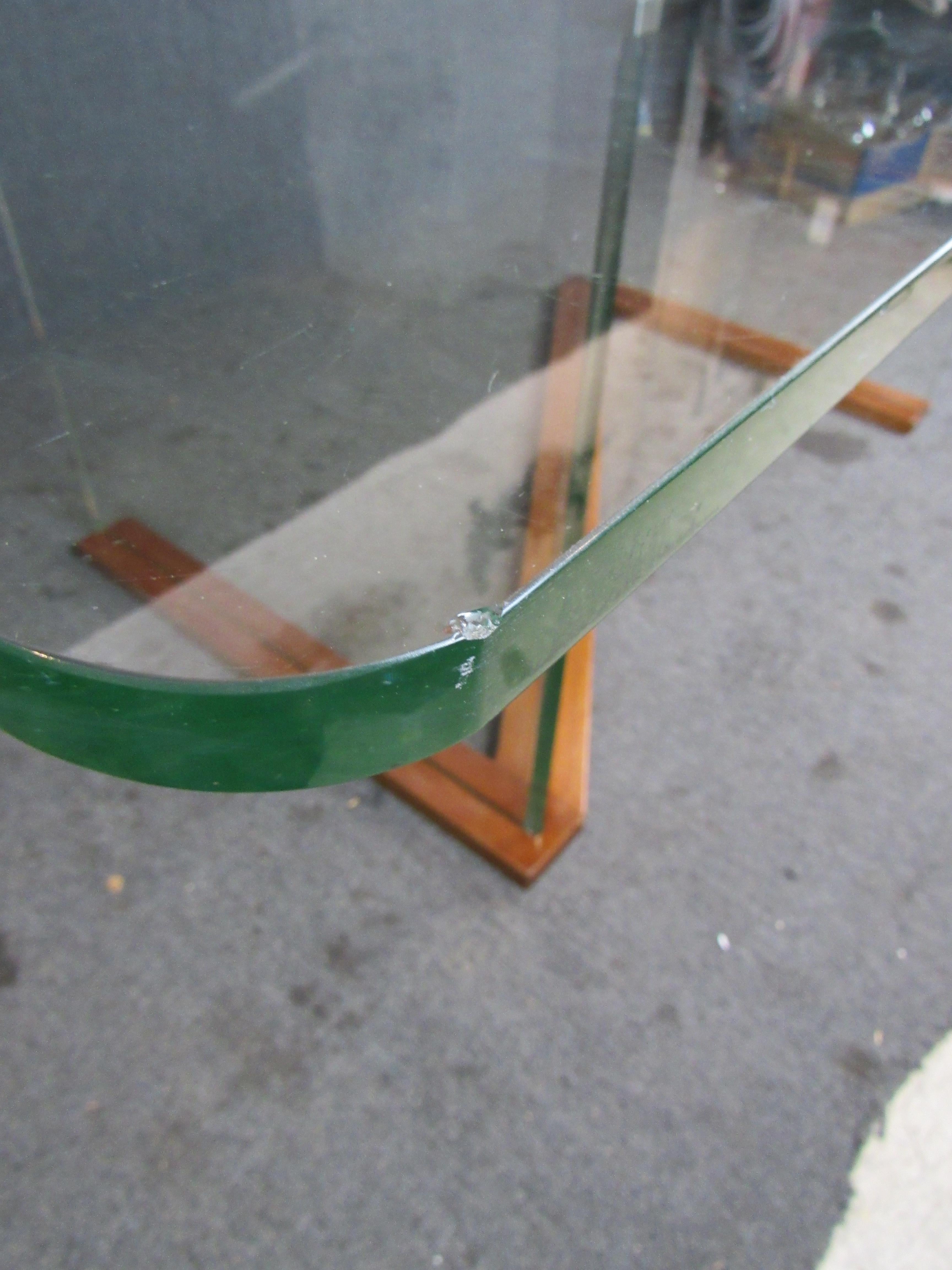 Impressive Vintage Heavy Glass Z-Base Dining Table For Sale at 1stDibs