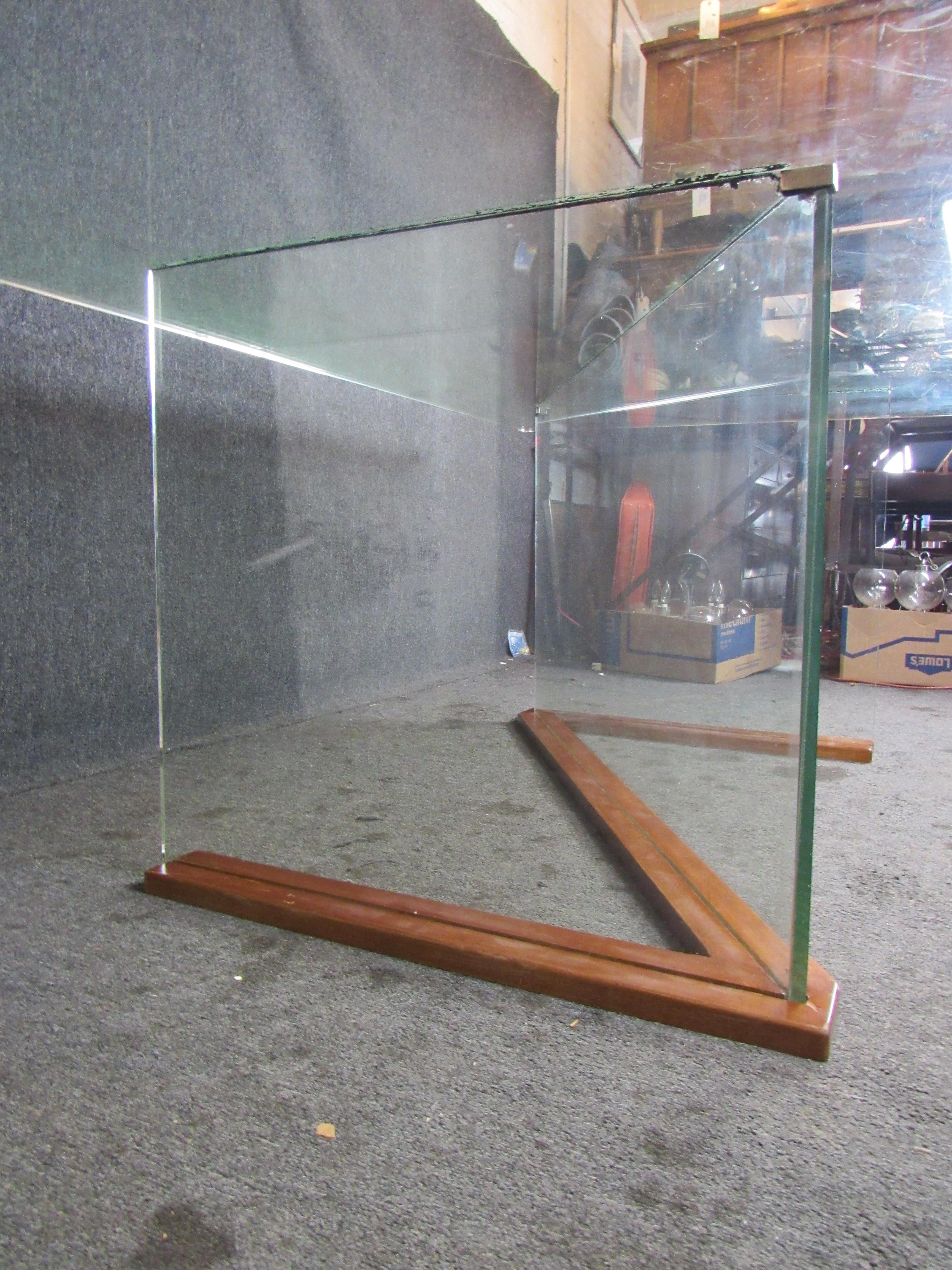 Impressive Vintage Heavy Glass Z-Base Dining Table For Sale at 1stDibs