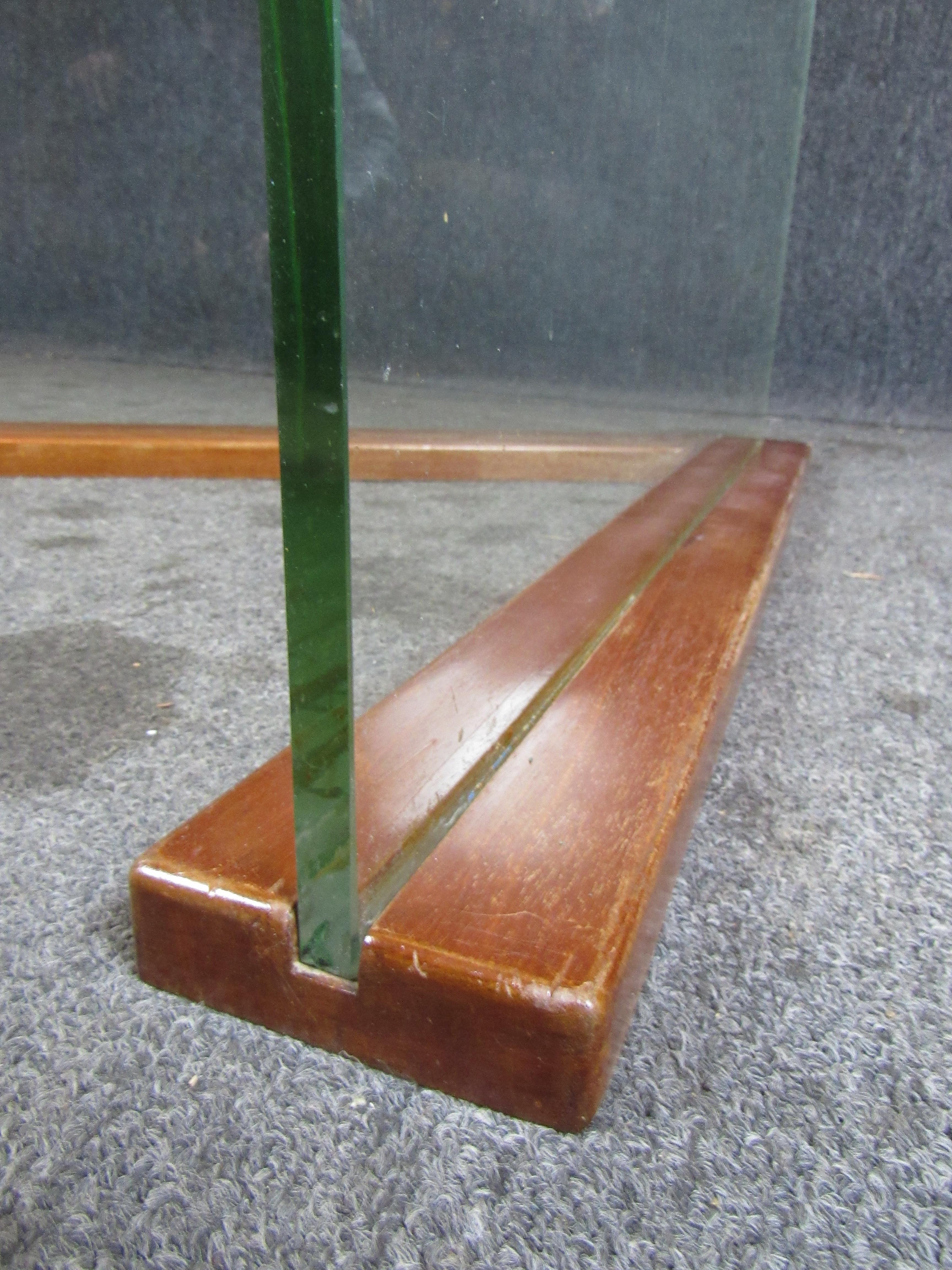 Impressive Vintage Heavy Glass Z-Base Dining Table For Sale at 1stDibs