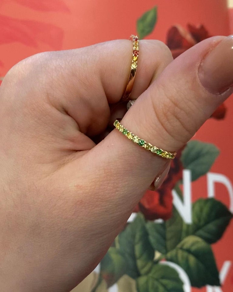 Impressive Yellow Sapphire Tsavorite Chrysolite Diamond Yellow Gold ...