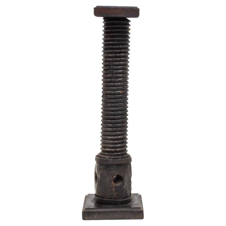 Impressively Large Antique Carved French Wine Press Screw Plinth For ...