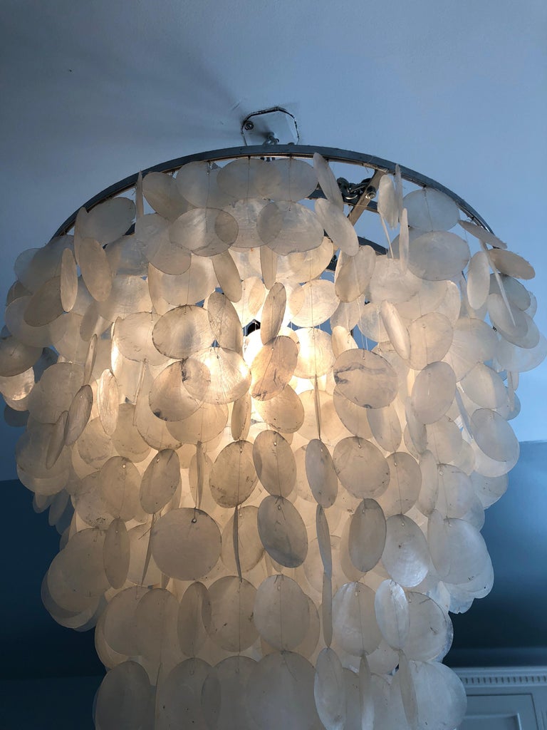 Impressively Large Glitzy Capiz Shell Chandelier For Sale at 1stDibs
