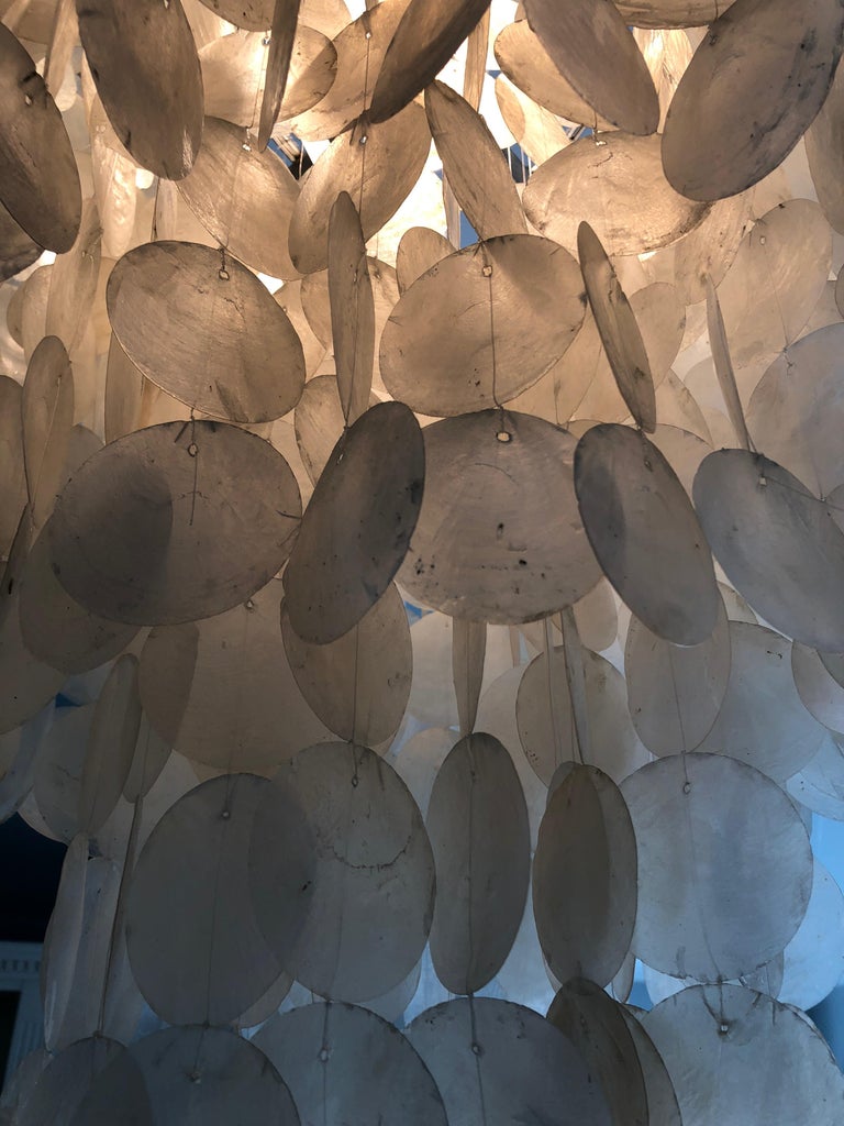Impressively Large Glitzy Capiz Shell Chandelier For Sale at 1stDibs
