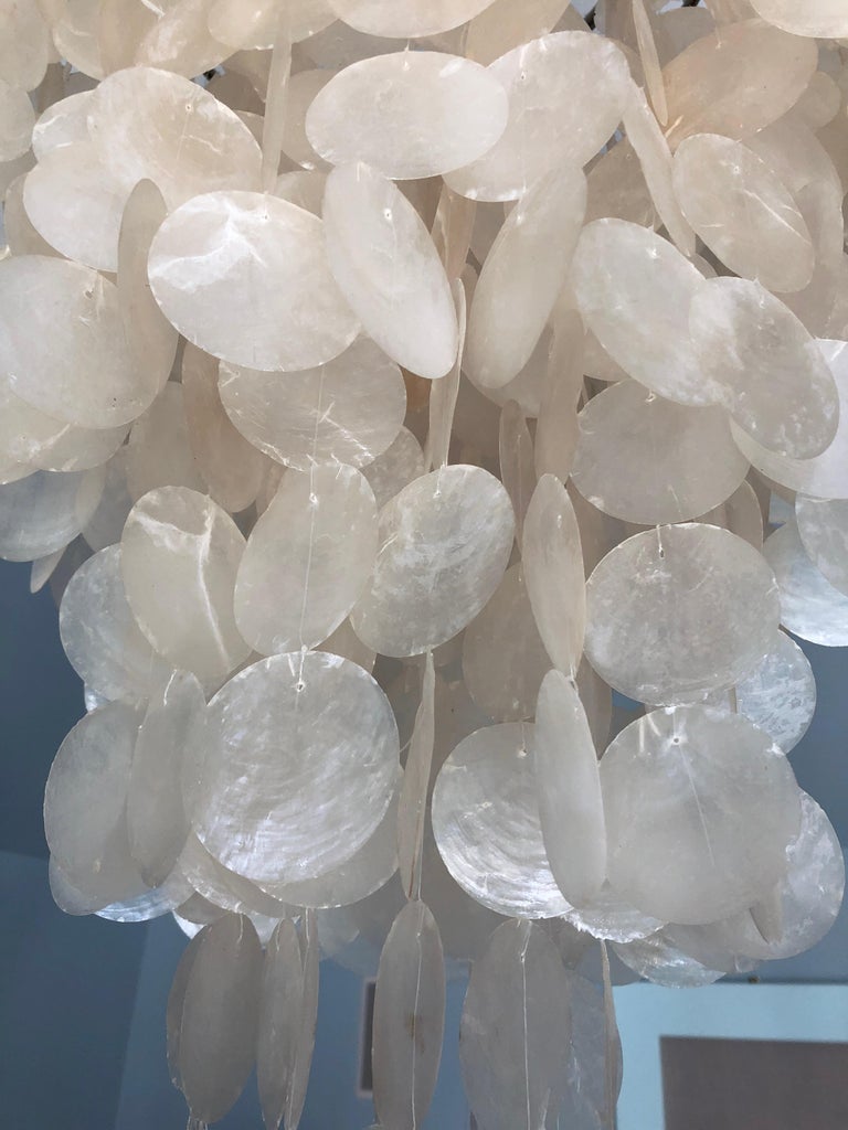 Impressively Large Glitzy Capiz Shell Chandelier For Sale at 1stDibs