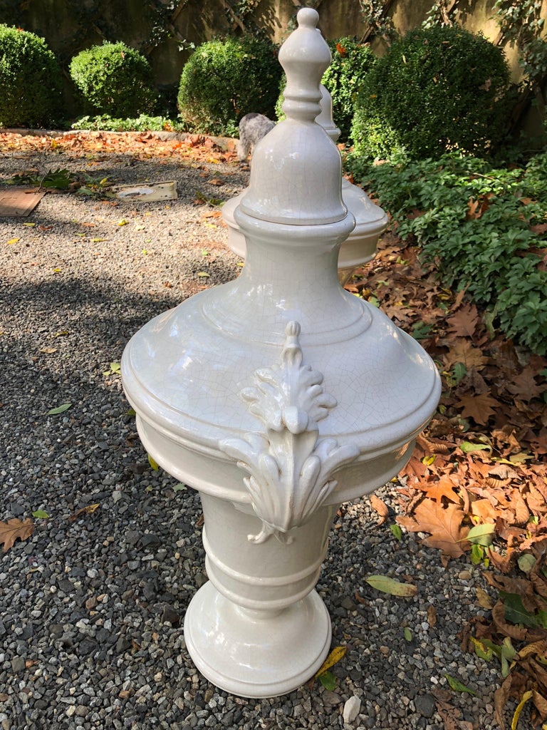 Impressively Large Neoclassical White Ceramic Lidded Urns at 1stDibs ...