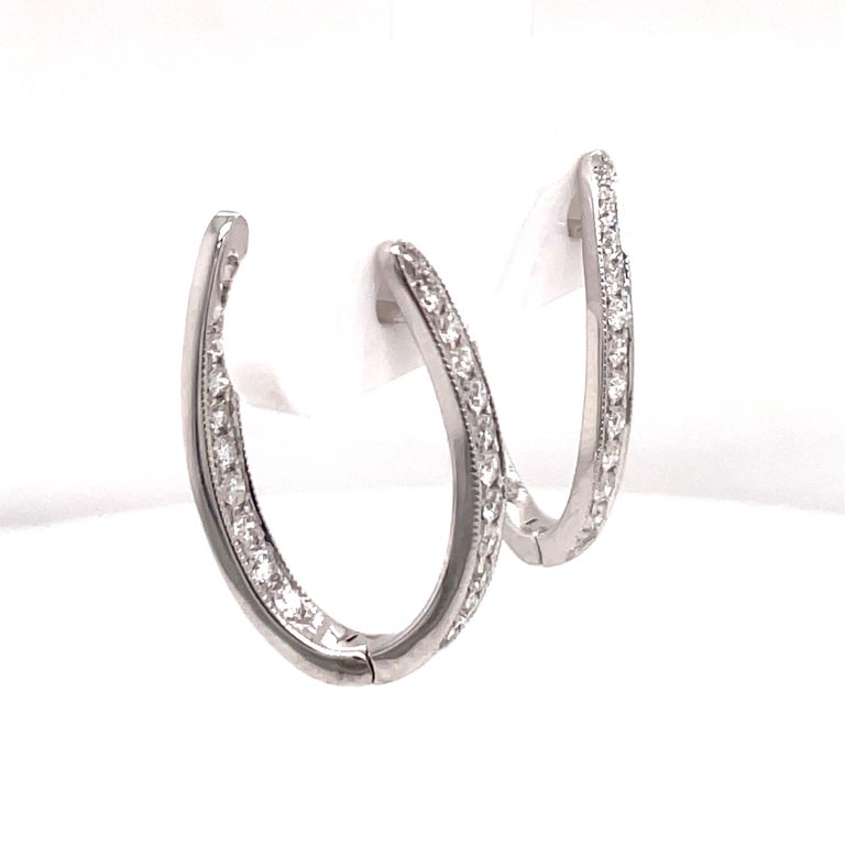 In and Out Diamond Hoop Earrings 0.65 Carats 14 Karat White Gold 3.5 ...