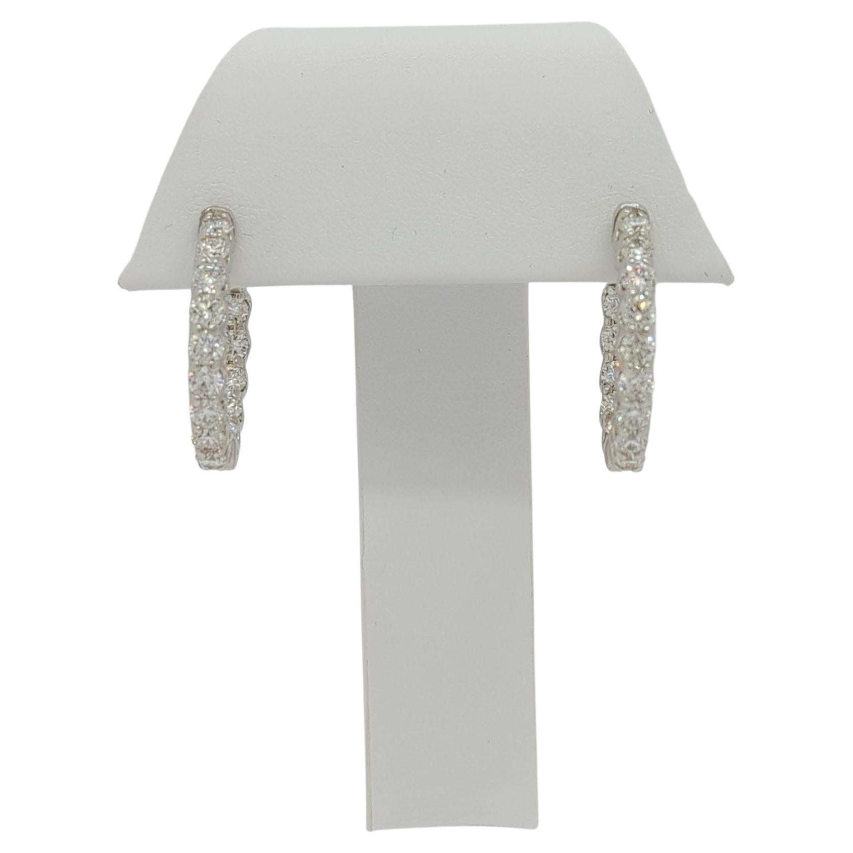 In and Out Diamond Hoop Earrings in White Gold For Sale at 1stDibs