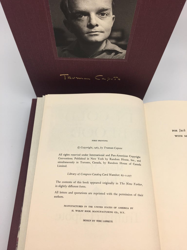 "In Cold Blood" by Truman Capote, First Edition, First Printing, 1965 ...