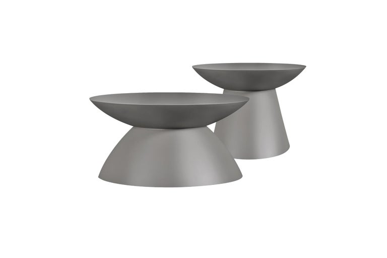 In/Out Coffee Table Set of 2 Pieces Lacquered in White For Sale at 1stDibs