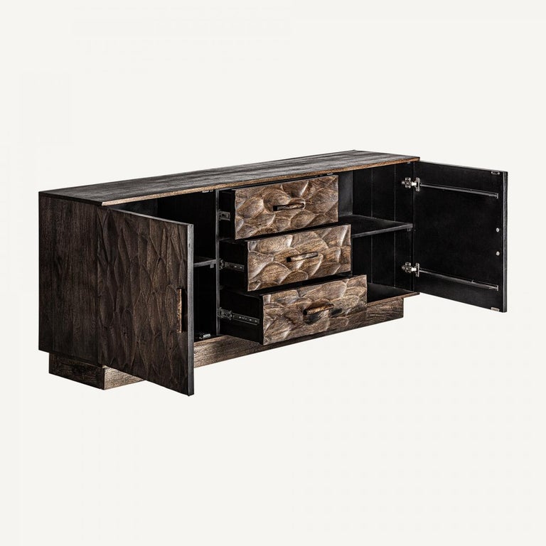 In-Stock, Art Deco Inspired Hand-Carved Wooden Sideboard For Sale at ...