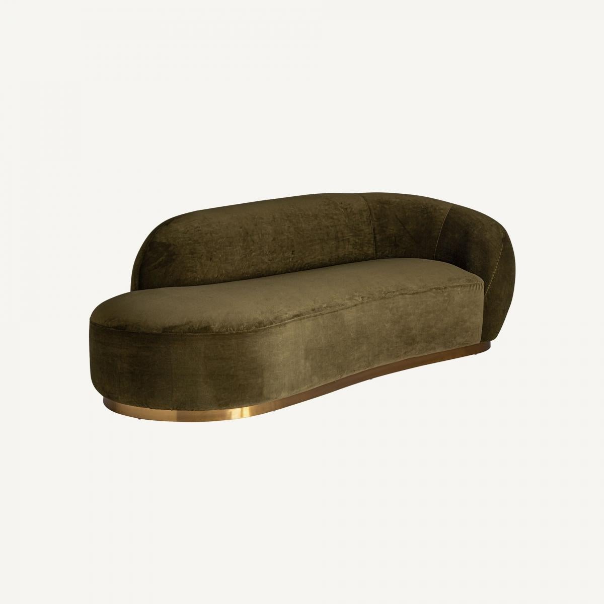 Fast Track, Art Deco Style Sofa in Olive Green Velvet For Sale at 1stDibs