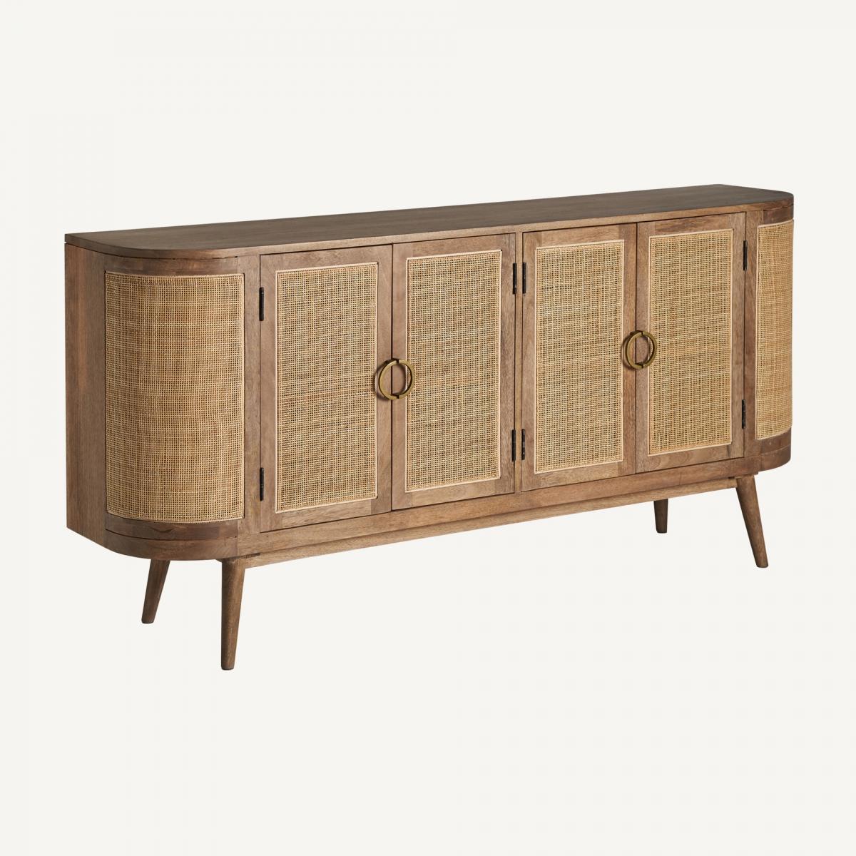 In-Stock, Curved Buffet Sideboard in Handmade Natural Rattan For Sale ...