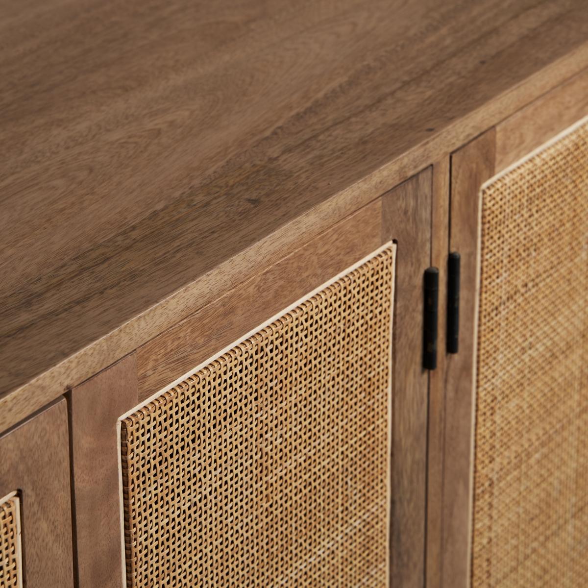 In-Stock, Curved Buffet Sideboard in Handmade Natural Rattan For Sale ...