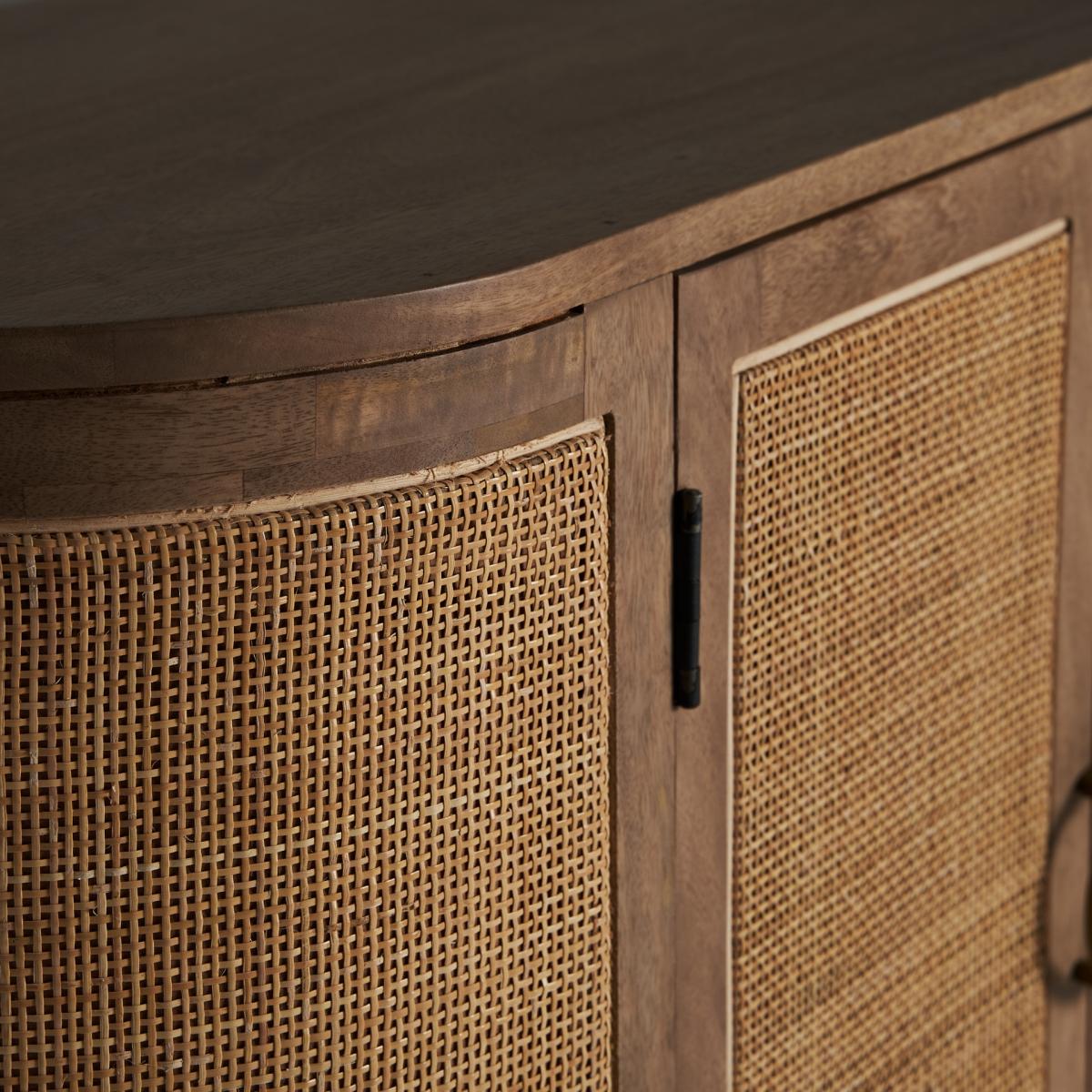 In-Stock, Curved Buffet Sideboard in Handmade Natural Rattan For Sale ...