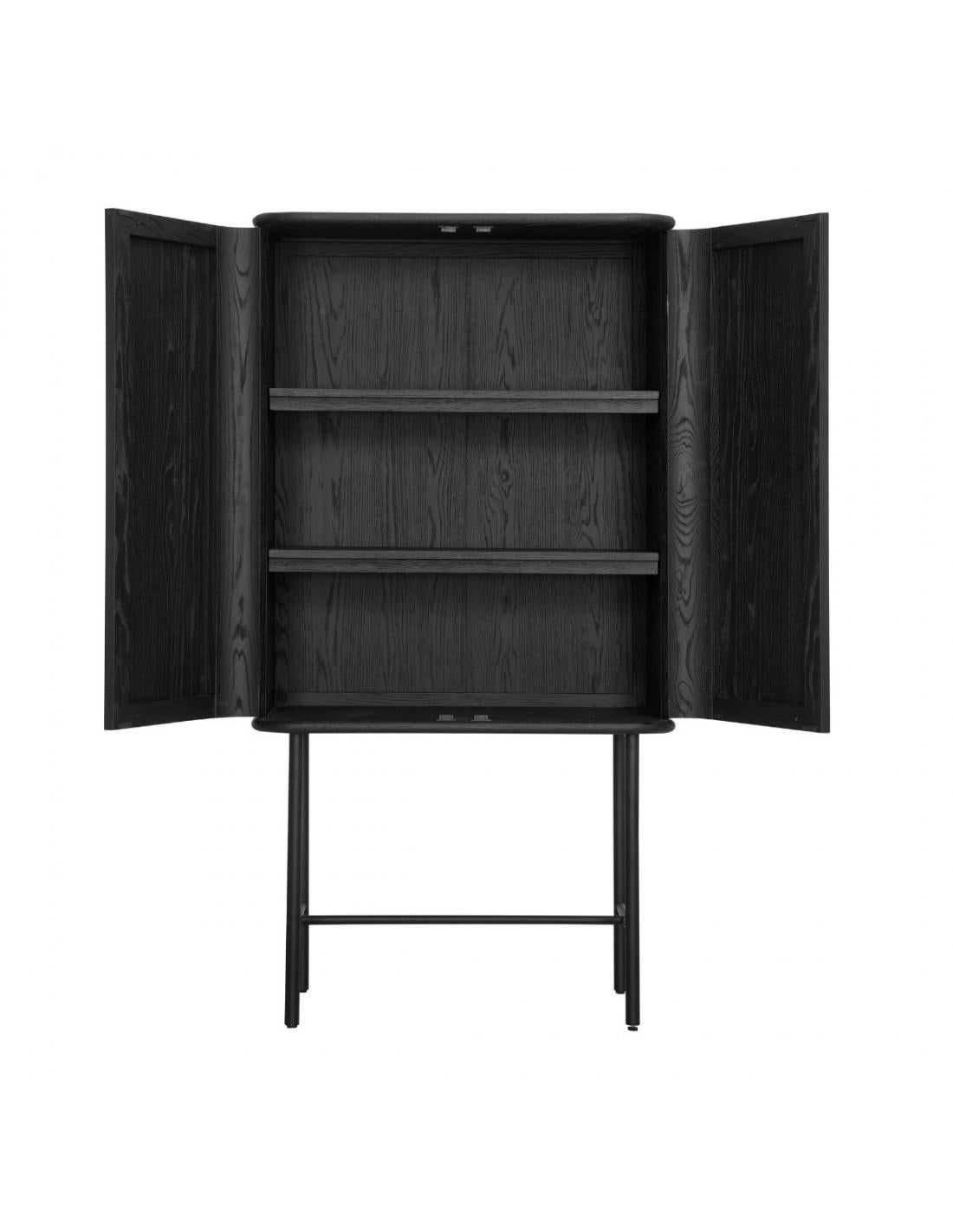 In-Stock, Dark Oak Cabinet With Natural Rattan Doors For Sale at 1stDibs