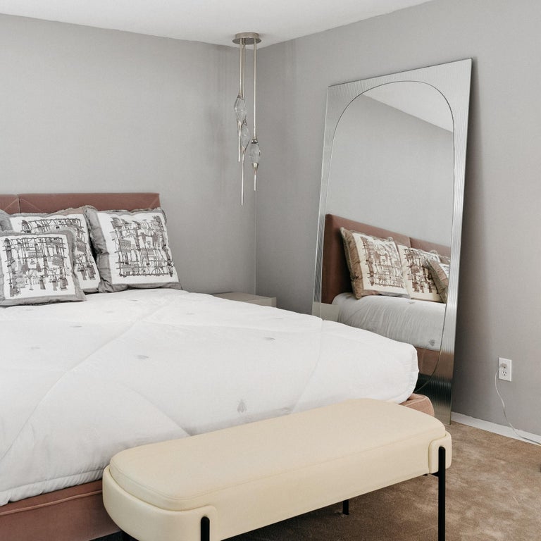 Beige Leather Bench Designed by Marco Zito For Sale at 1stDibs