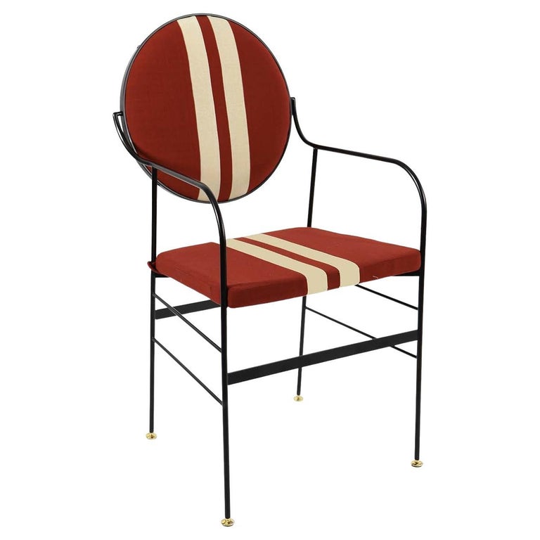 In Stock in Los Angeles, Luigina Red/White Sport Stripe Chair at 1stDibs