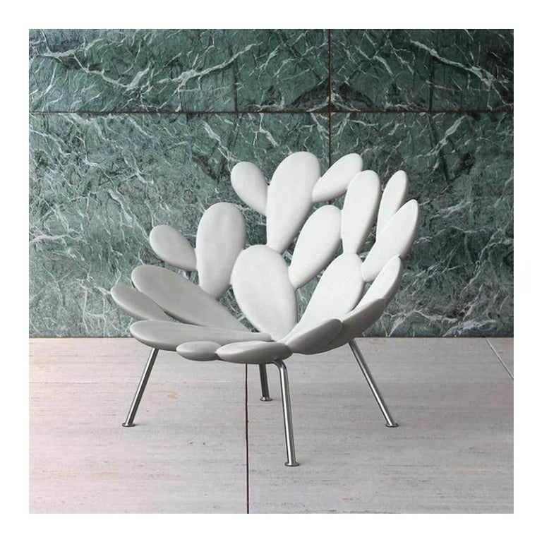 In Stock in Los Angeles, White and Brass Outdoor Cactus Chair by ...