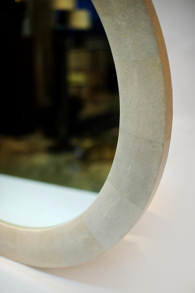 In Stock Ivory Shagreen Round Galucha Mirror by Elan Atelier For Sale ...