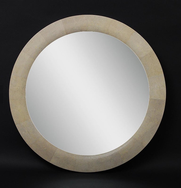 In Stock Ivory Shagreen Round Galucha Mirror by Elan Atelier For Sale ...