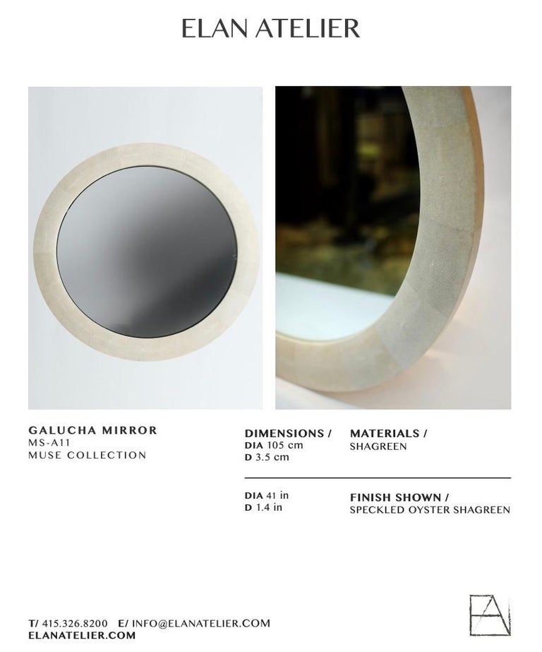 In Stock Ivory Shagreen Round Galucha Mirror by Elan Atelier For Sale ...