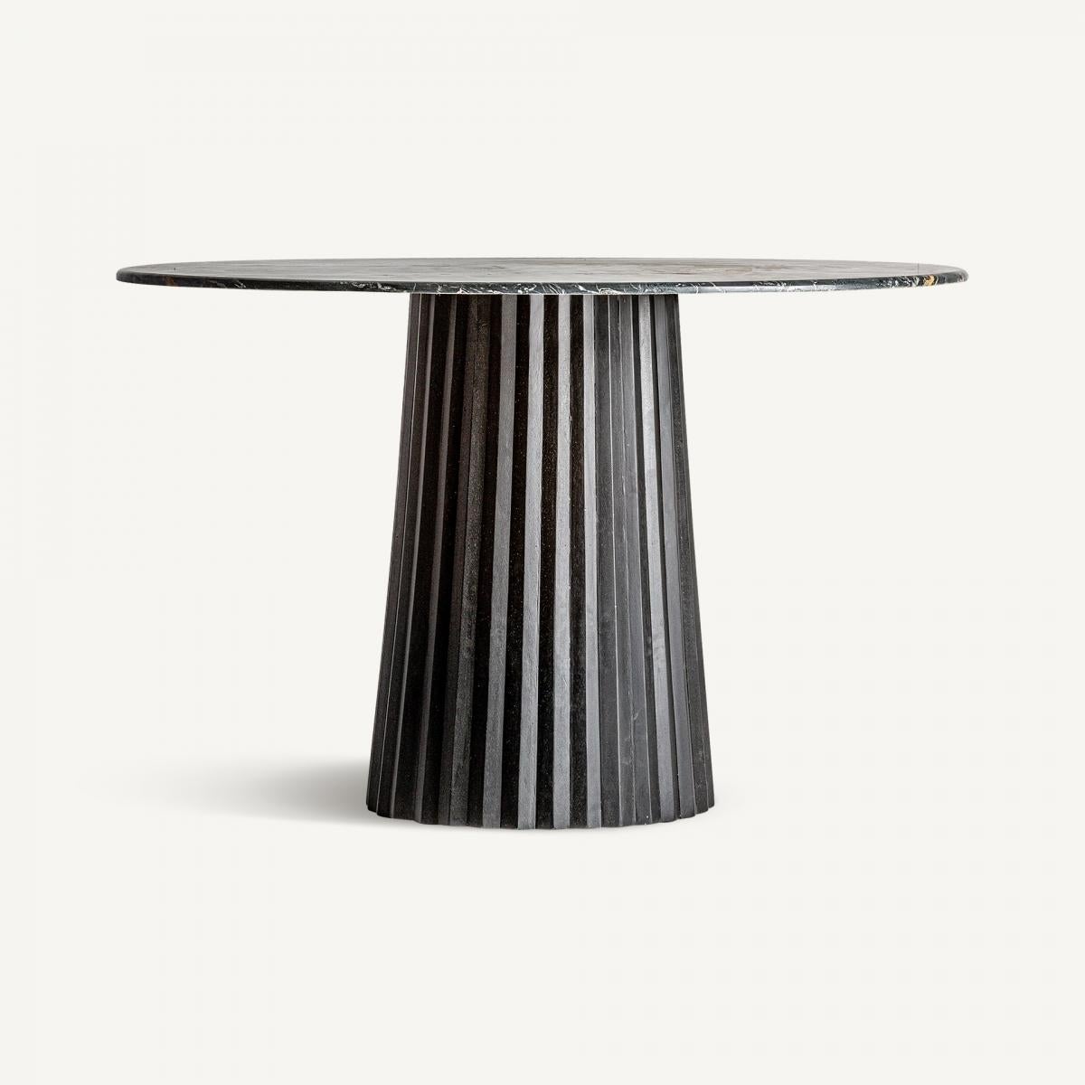Fast Track, Pleated Design Dining Table with Wood Base and Marble Top ...