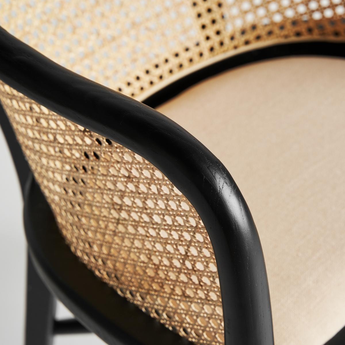 In-Stock, Set of 6 Rattan Dining Chairs in Black Birch Frame For Sale ...