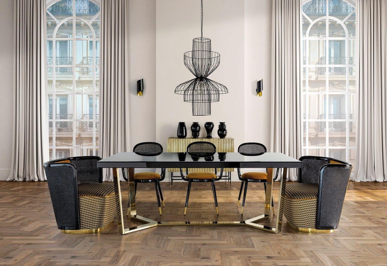In-Stock Vintage Orange Velvet Rattan Dining Armchairs - Set of 8 For ...