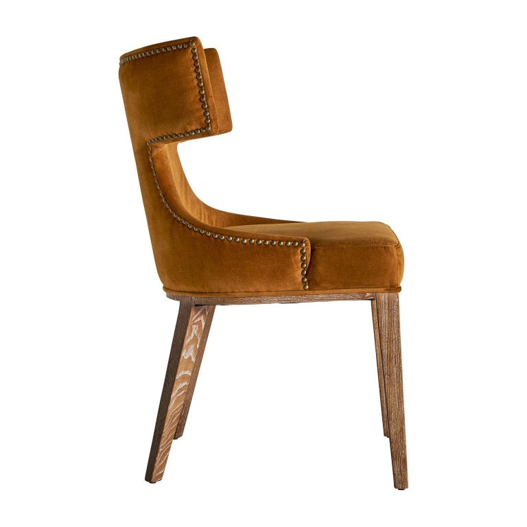 In-Stock, Vintage Style Dining Chairs in Burnt Orange Velvet For Sale ...