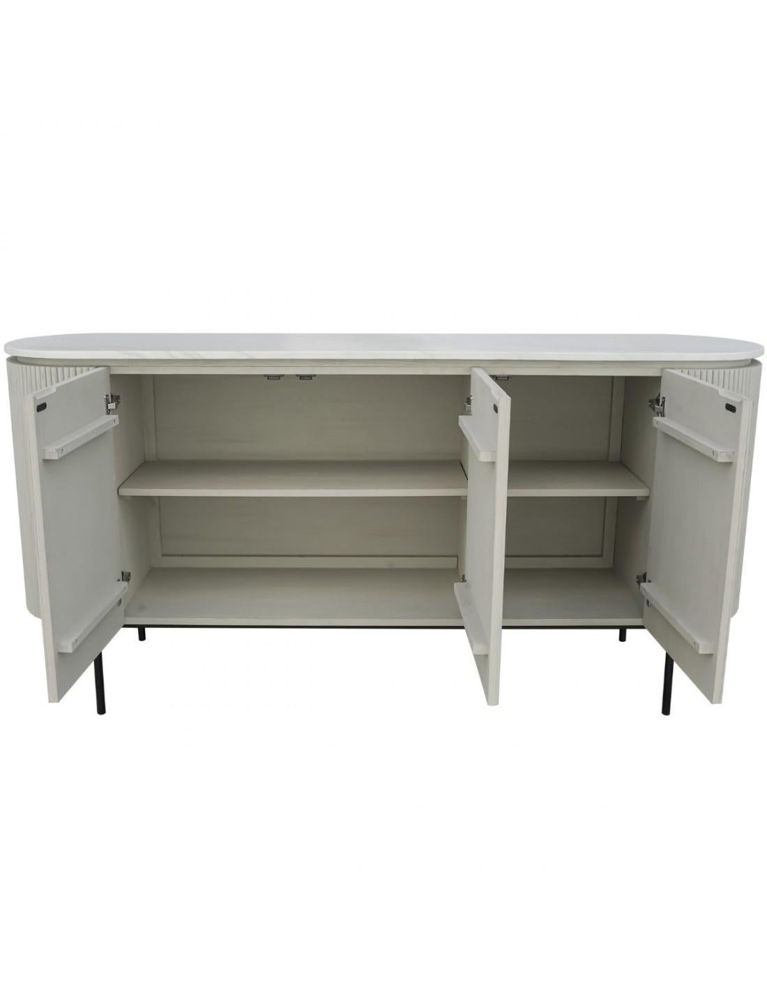 In-Stock, White Washed Oak Sideboard with Slat Design For Sale at 1stDibs