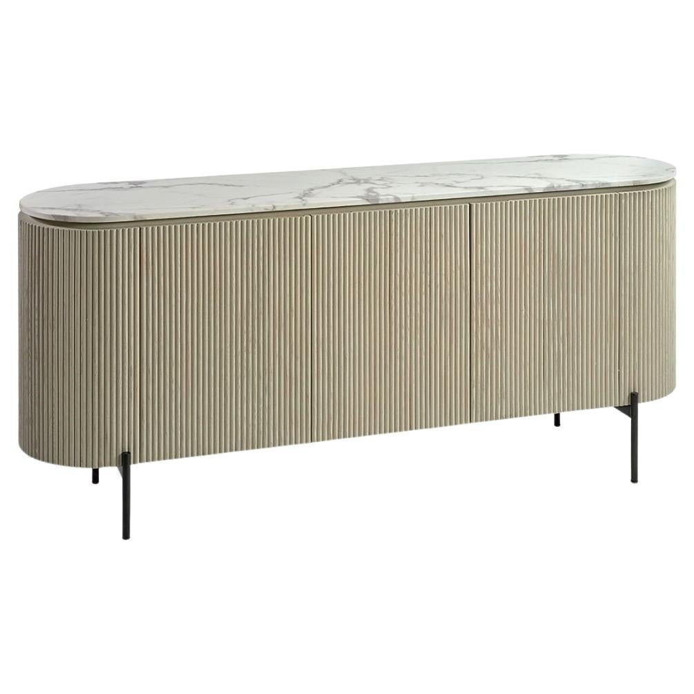 In-Stock, White Washed Oak Sideboard with Slat Design For Sale at 1stDibs