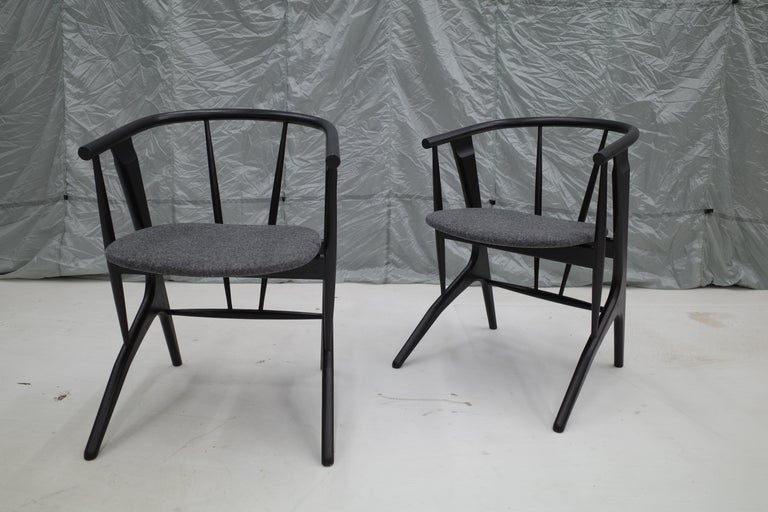 In Stock Zoe Chair Pair, Modern Dining Chairs with Wool Upholstery For ...