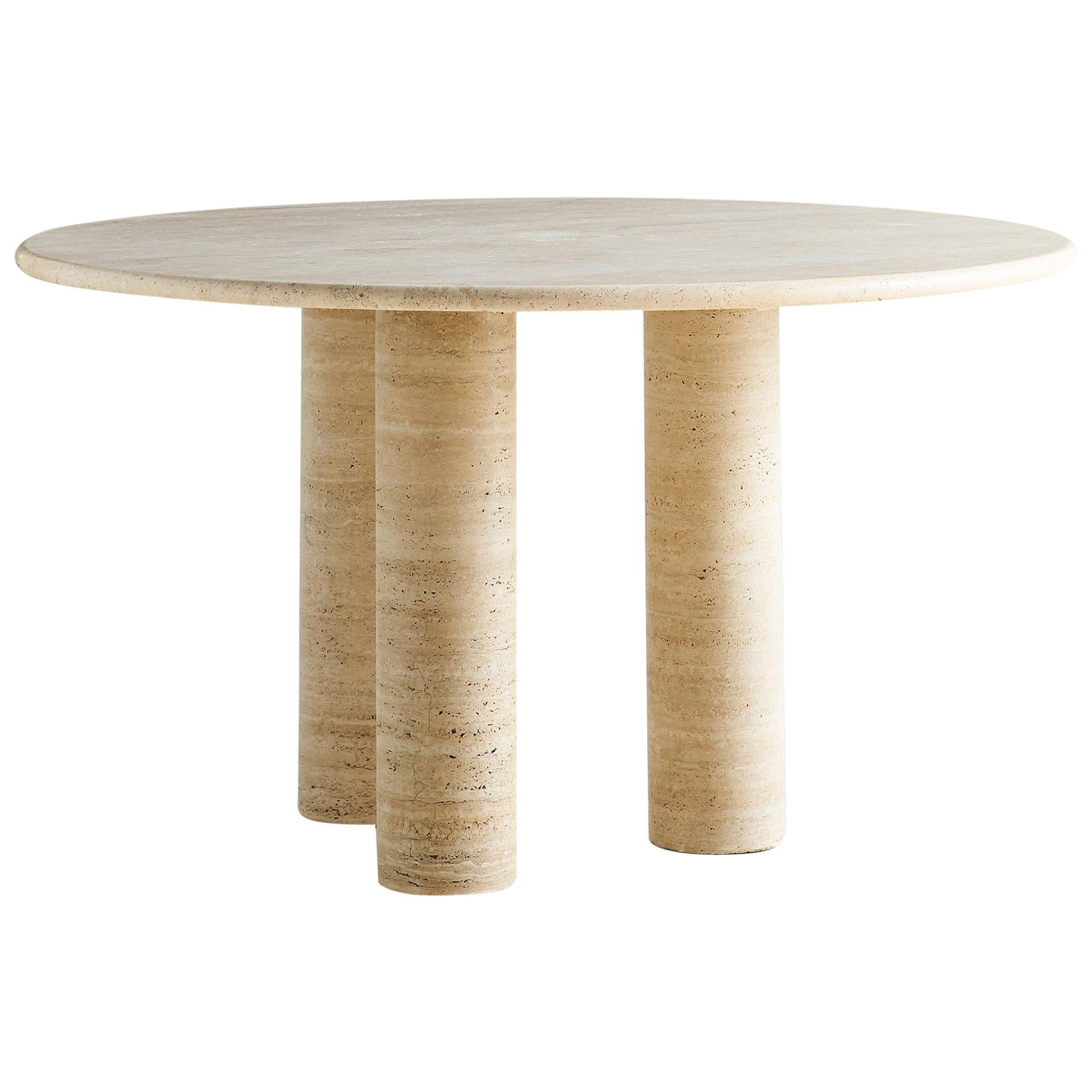 Mario Bellini II Collanado Round Travertine Dining Table For Sale at ...