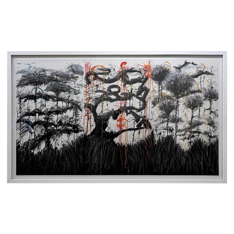 "In.2.It x 3," 2011 Large Black and White Abstract Painting on Paper by ...