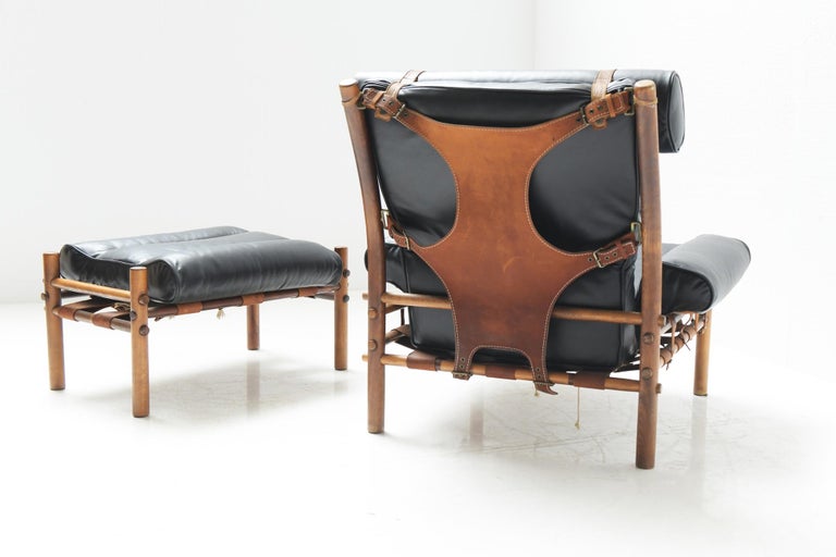 Inca Lounge + Poof in Black Leather - Arne Norell - Norell Möbel AB ...