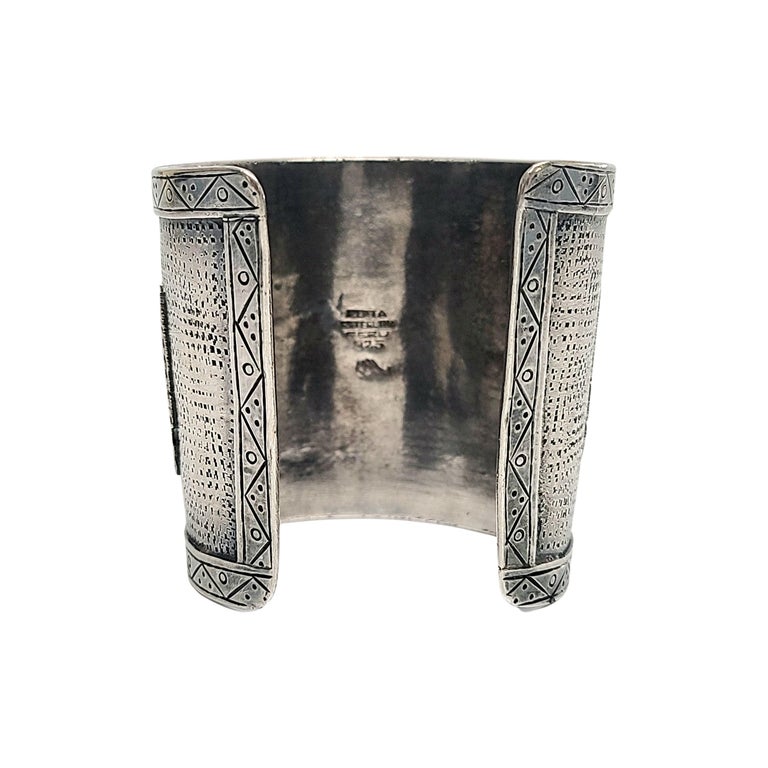 Inca Motif Sterling Silver Peru Cuff Bracelet at 1stDibs