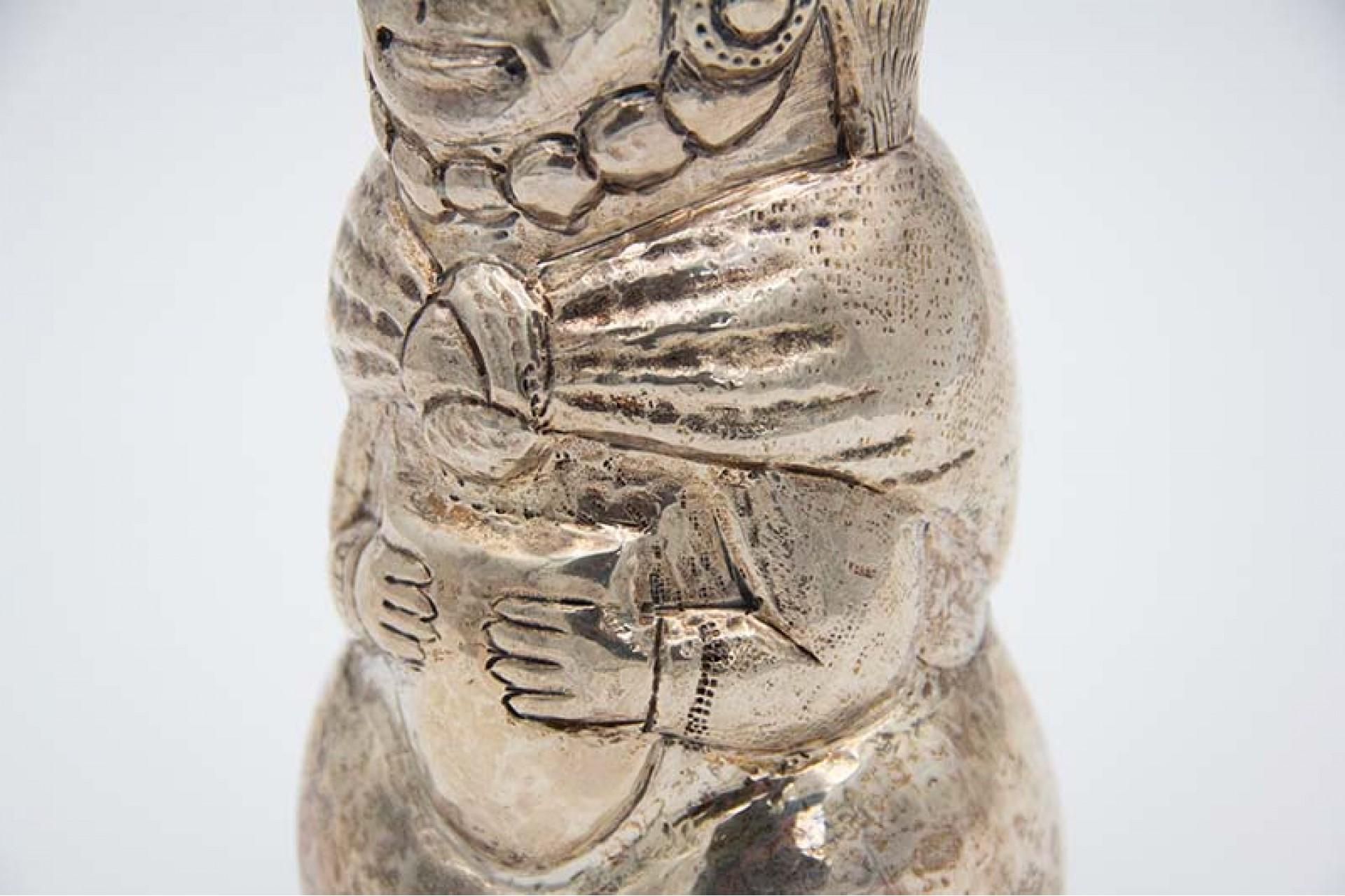 Inca silver shaker with a cup on the head in the shape of a hat For ...