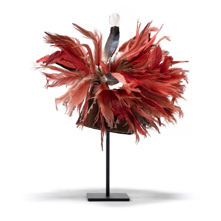 Inca Woven Hat with Feather Plume For Sale at 1stDibs