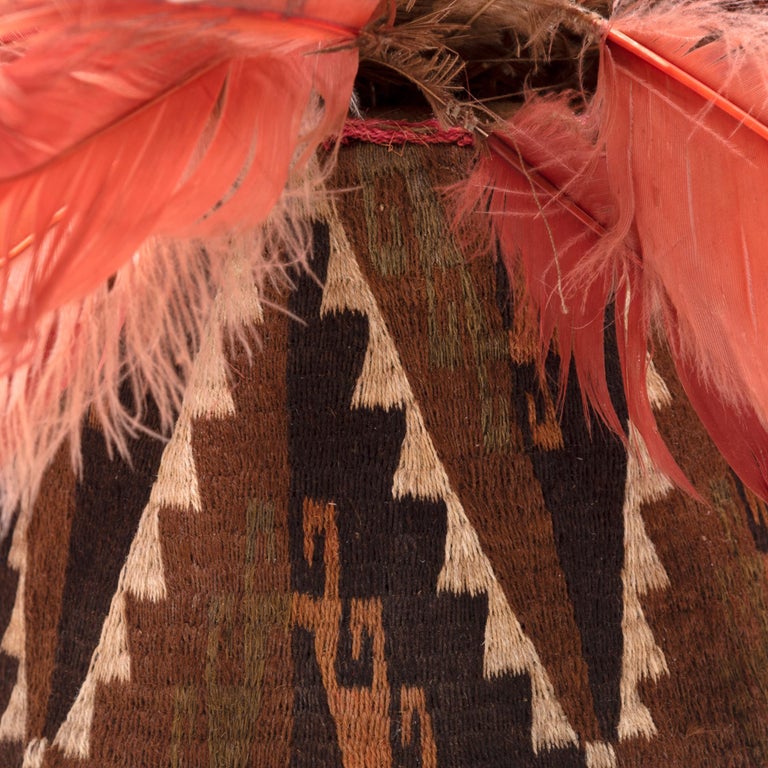 Inca Woven Hat with Feather Plume For Sale at 1stDibs